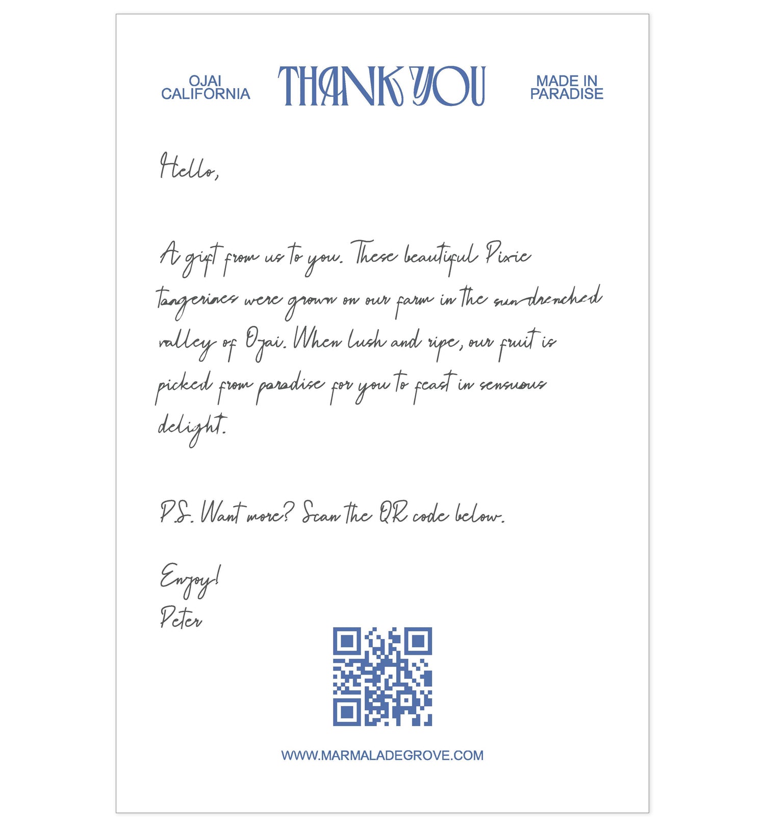 Gift Note – Marmalade Grove